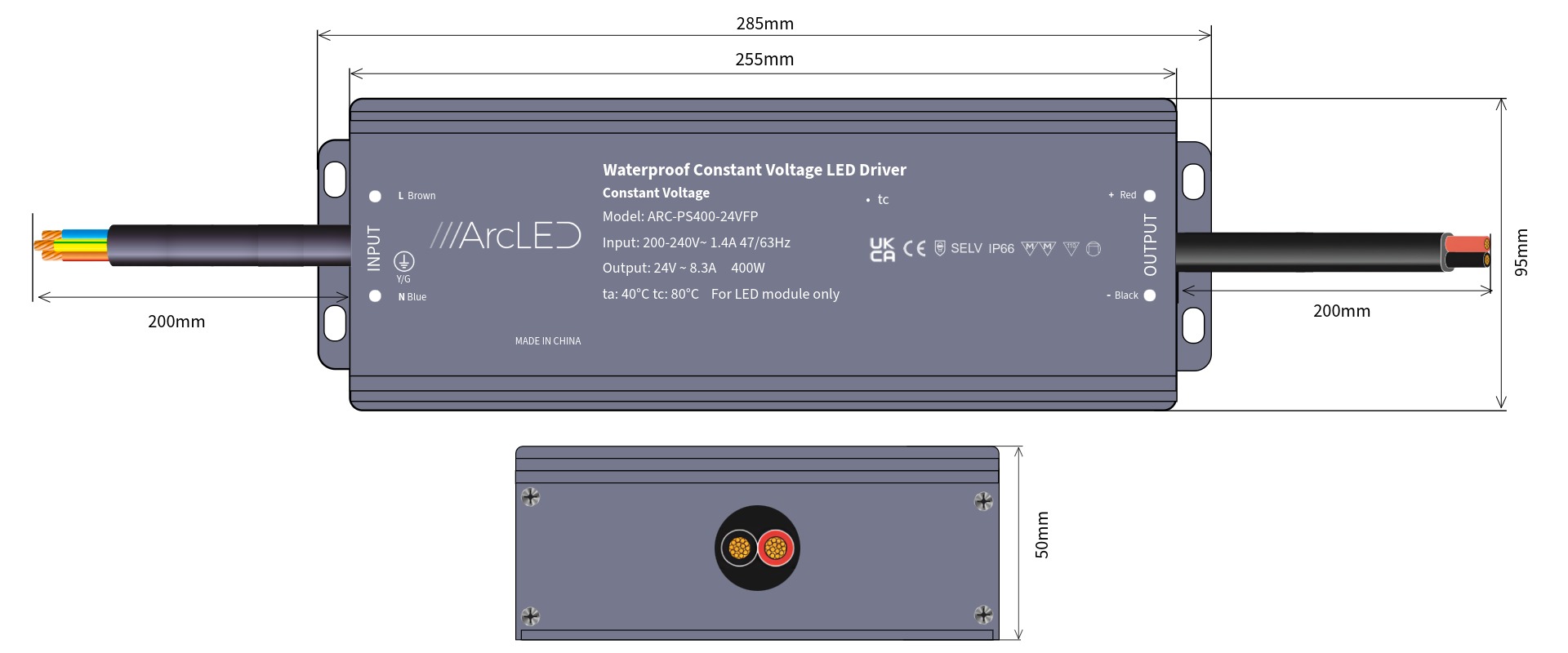 Arc LED 400W 24V IP67 LED Driver | ArcLED
