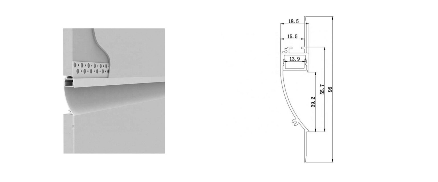 ARC-PBEWW Embedded Wall Washing Plaster in LED Profile Including ...